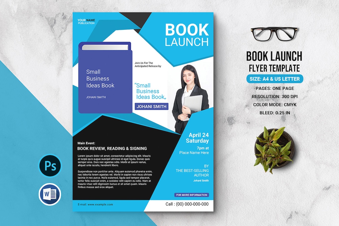Book Launch Flyer Template: Ms Word & Photoshop (digital Download) - Etsy