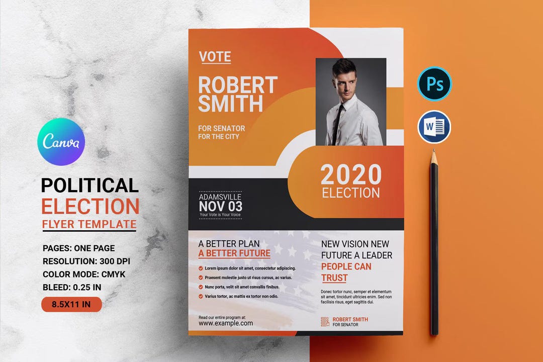 Political Election Flyer Template | Canva, Ms Word & Photoshop Template ...