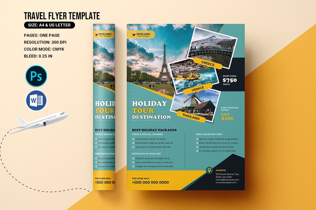 Travel Agency Promotion Flyer Template, Travel Company Flyer | Ms Word ...