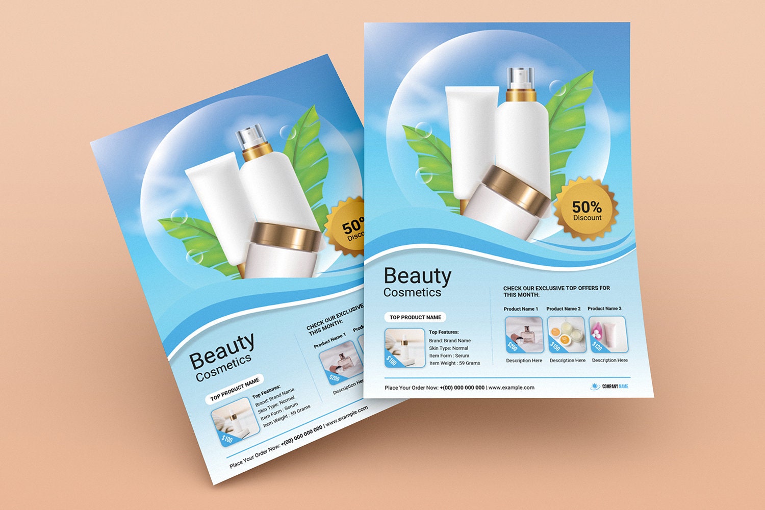 Beauty Cosmetics Product Flyer Template Photoshop Template | Etsy