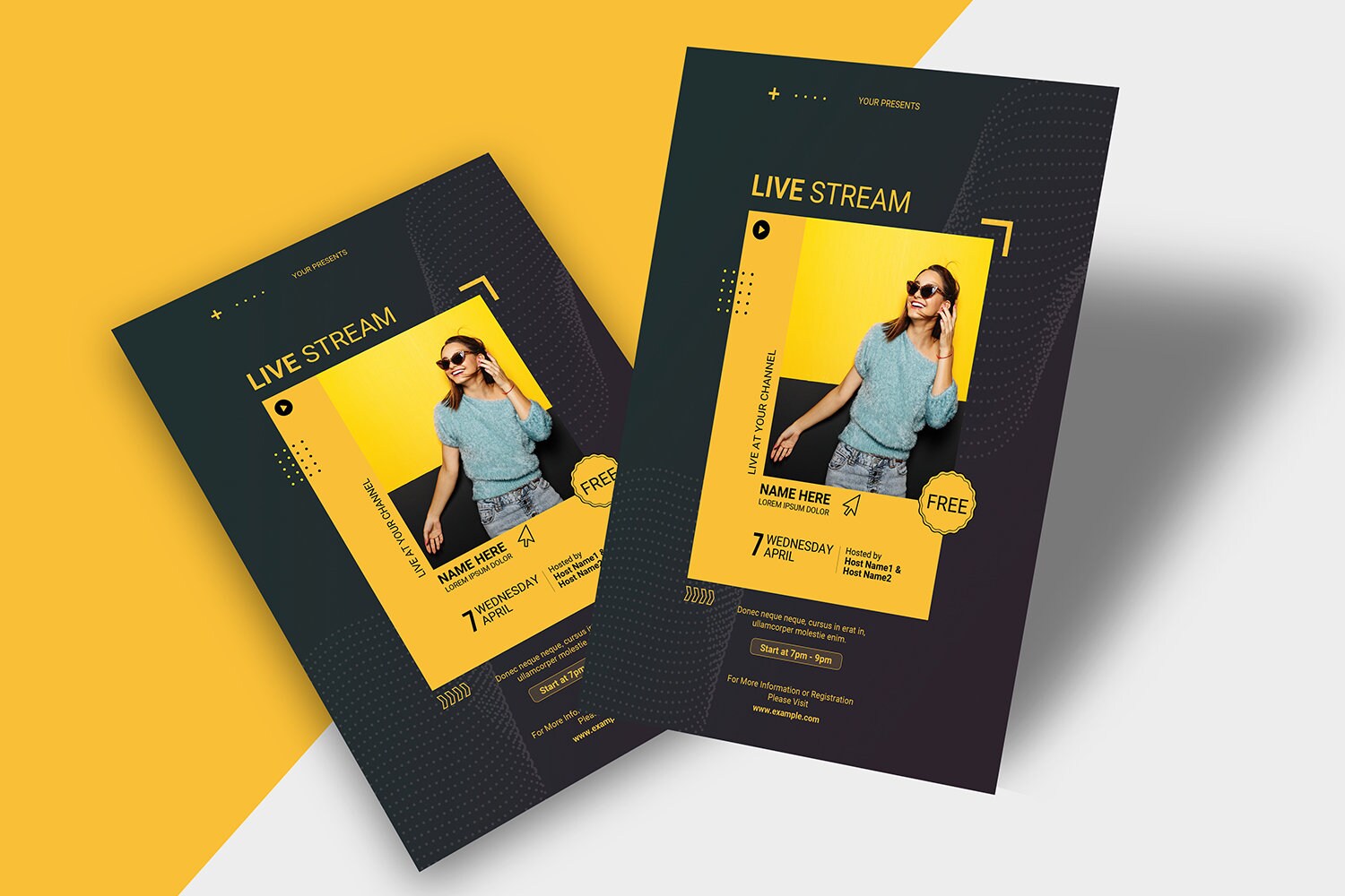 Live Stream Event Flyer Template Photoshop and Ms Word Template ...