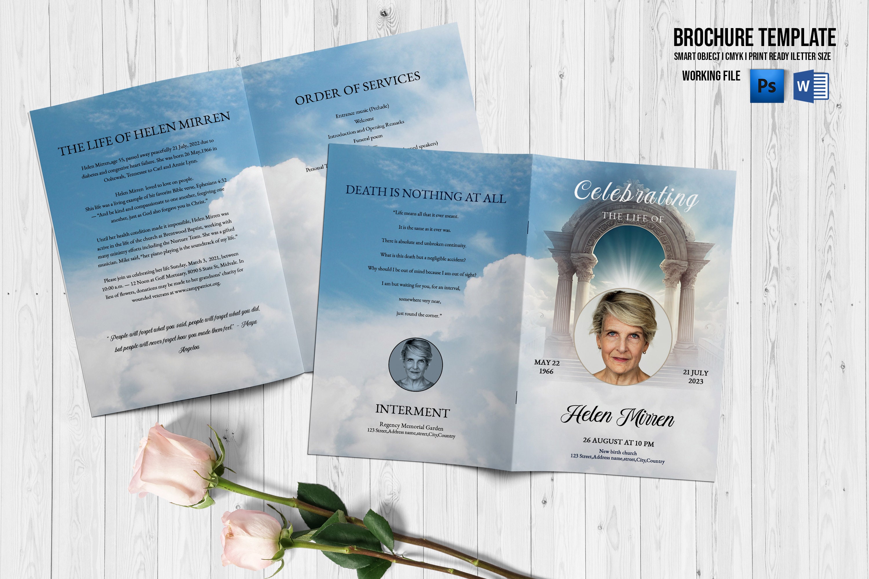Heavenly Funeral Program Template, Obituary Template , Photoshop and MS ...