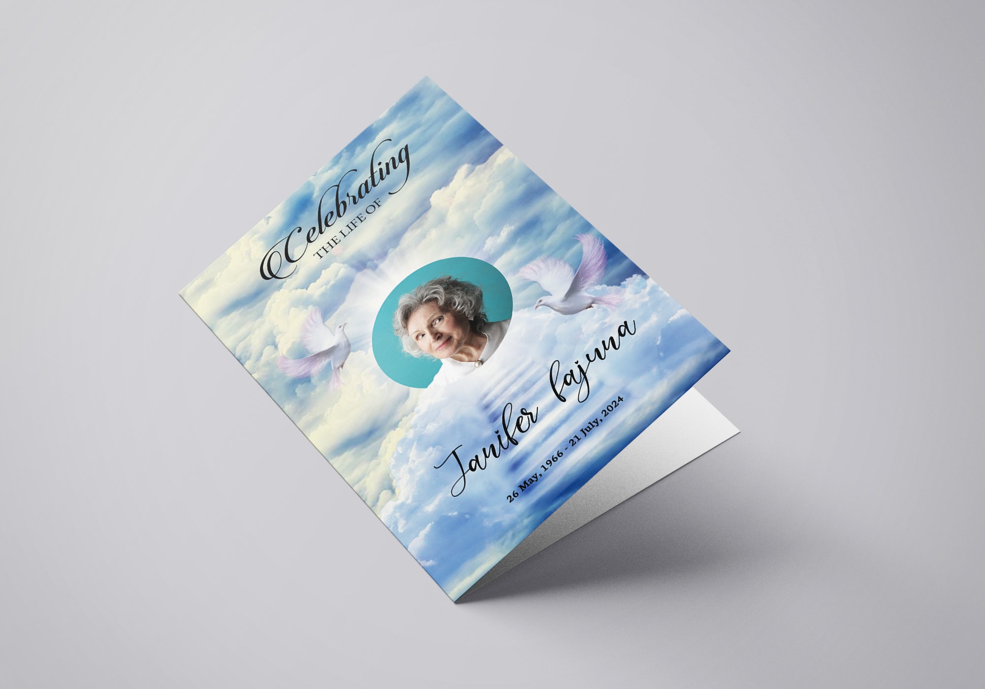 Heavenly Funeral Program Template: Clouds Design (canva, Word ...
