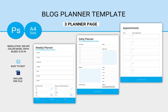 Printable Blog Planner Worksheet Template Blogger Weekly - Etsy