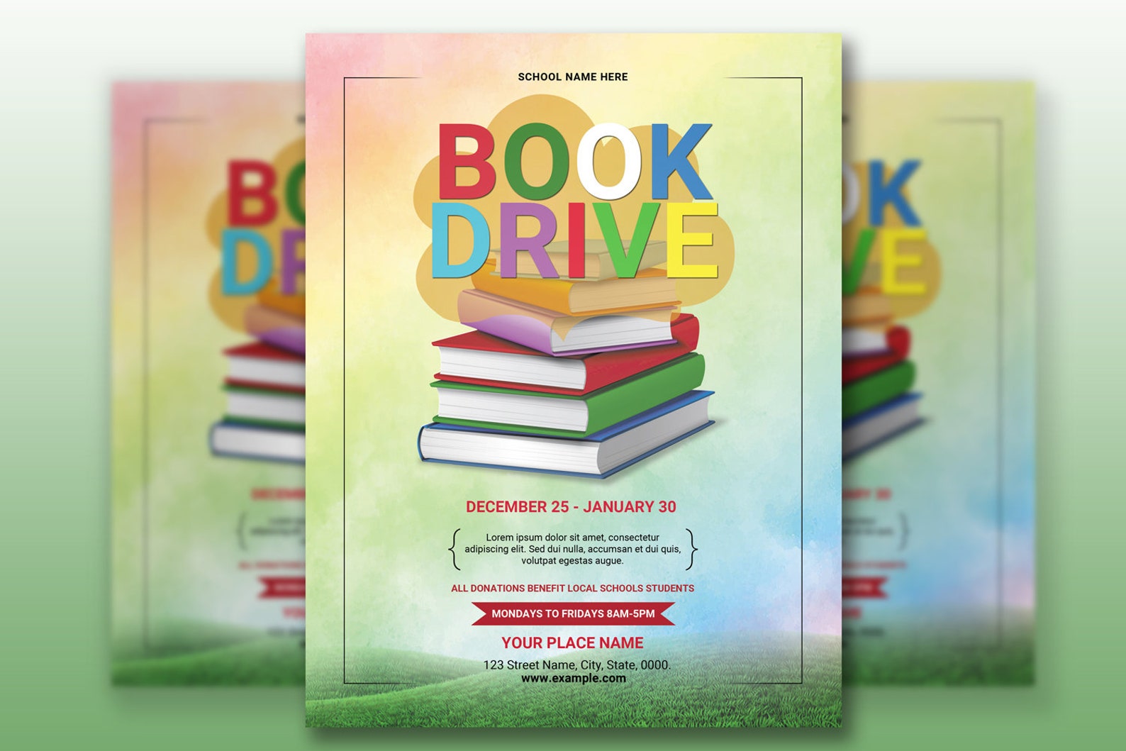 Book Drive Flyer Template Ms Word , Photoshop and Canva Template ...
