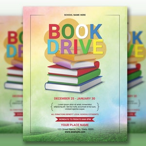 Book Drive Flyer Template Ms Word , Photoshop and Canva Template ...