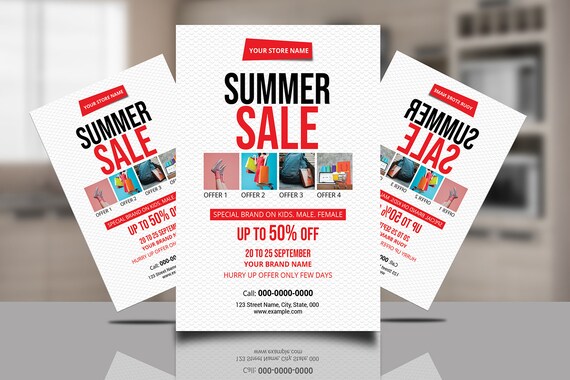 Summer Sale Flyer Template MS Word and Photoshop Instant | Etsy