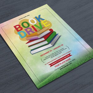 Book Drive Flyer Template Ms Word , Photoshop and Canva Template ...
