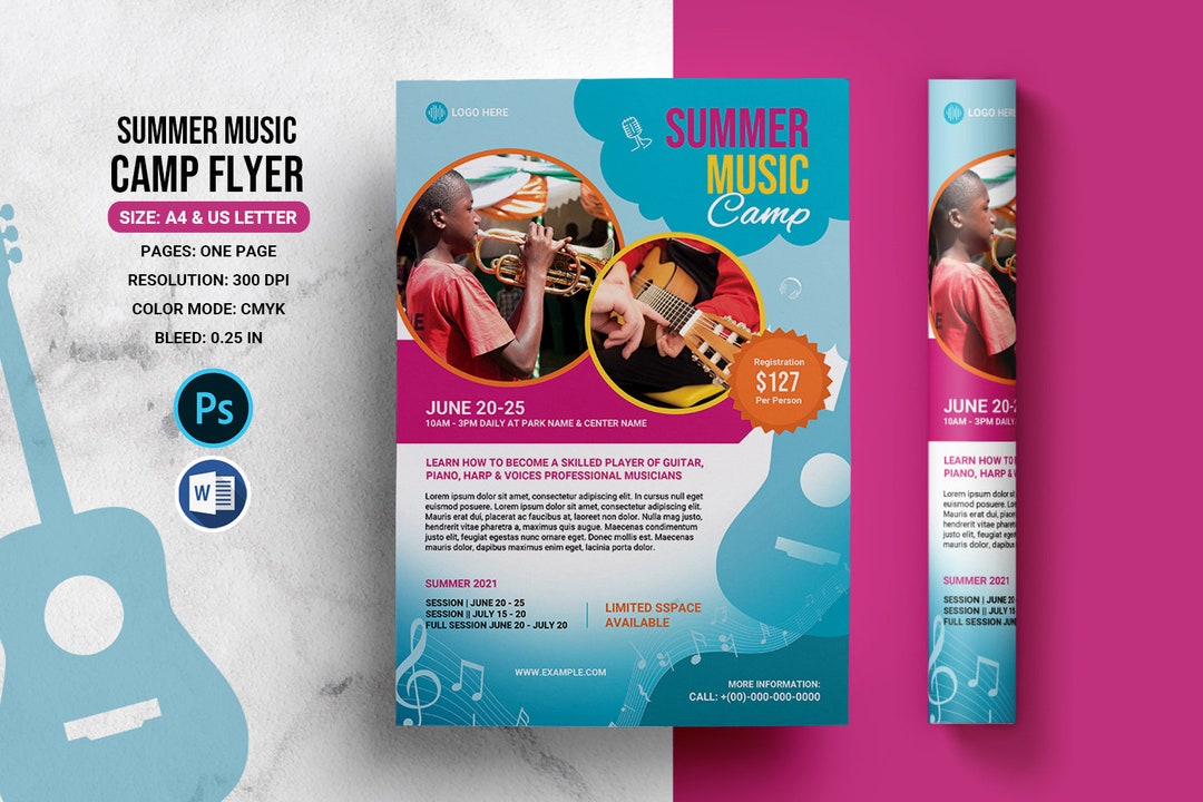 Summer Music Camp Flyer Summer Music Party Flyer Ms Word and Photoshop Template Instant Download ...