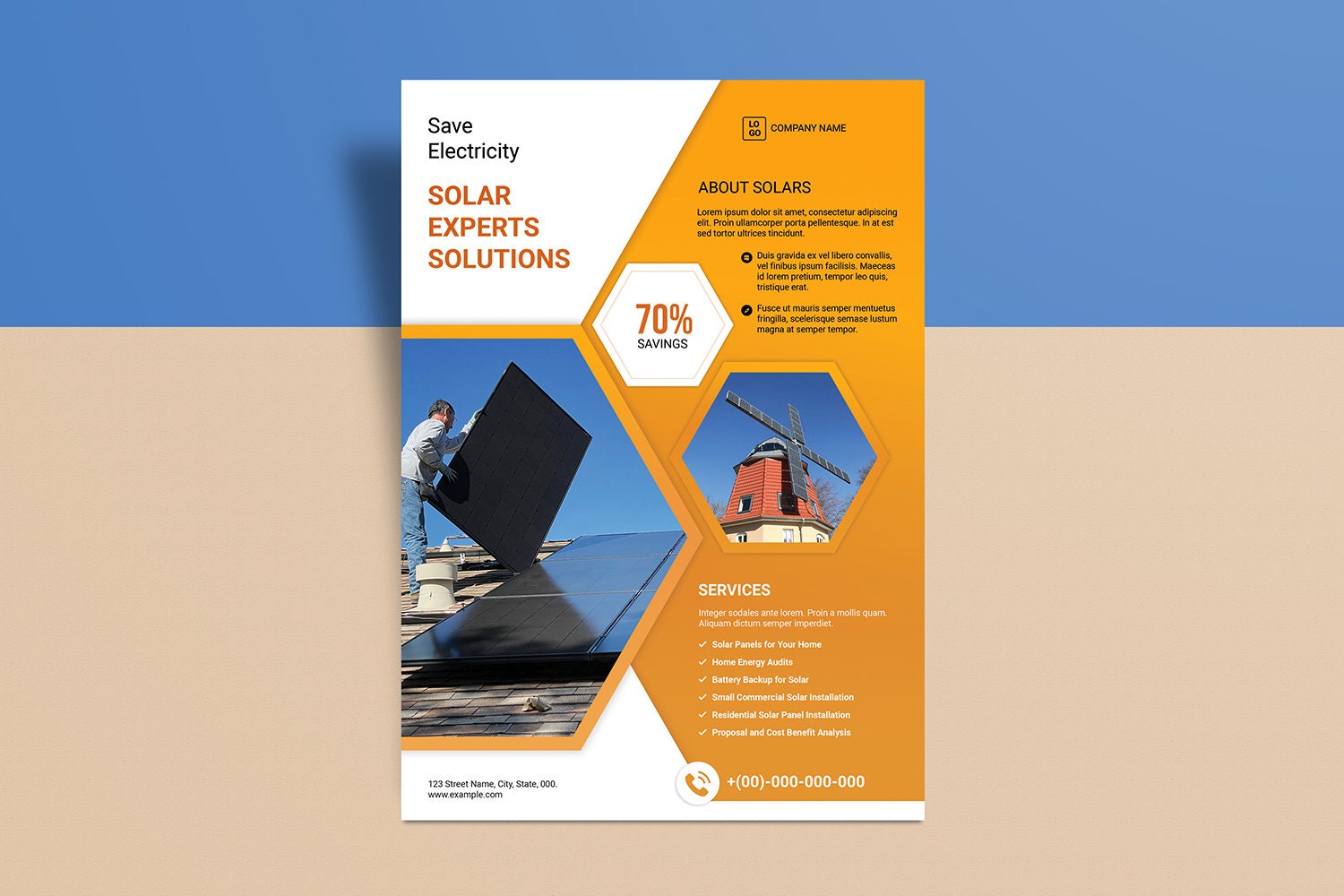 Printable Solar Energy Flyer Template | Ms Word and Photoshop Template ...