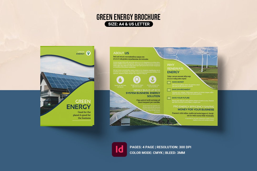Green Energy Brochure Template Photoshop Template, Instant Download - Etsy
