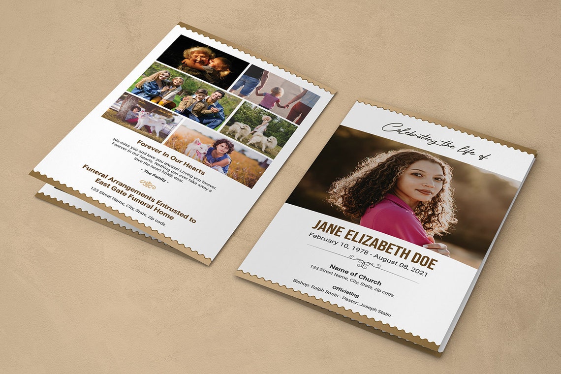 Funeral Program Template, 8 Page Funeral Booklet , Obituary Template ...