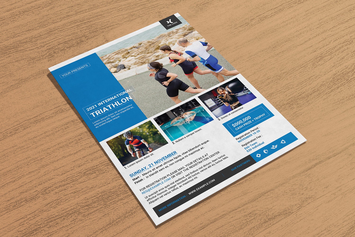 Triathlon Event Flyer Template Photoshop & Ms Word Template Instant ...