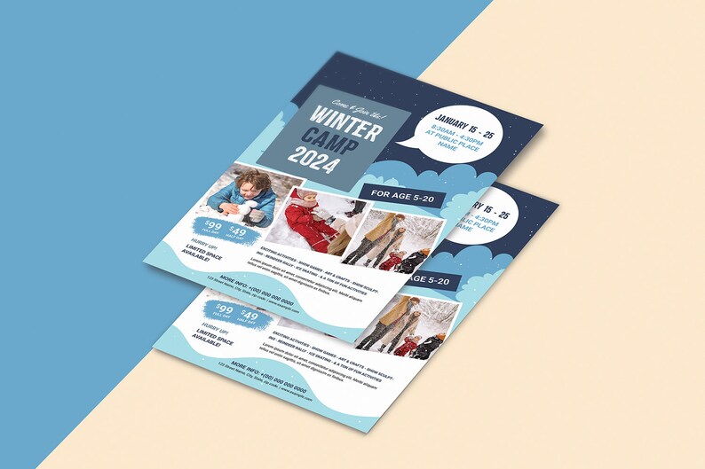 Winter Camp Flyer Template | Canva, MS Word & Photoshop Template - Etsy