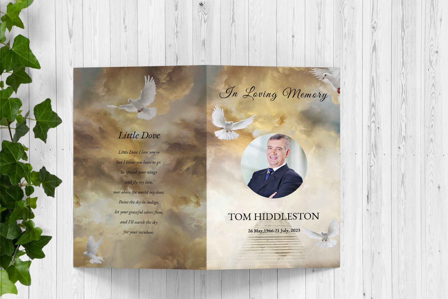 Heavenly Funeral Program Template, Obituary (photoshop, MS Word) - Etsy