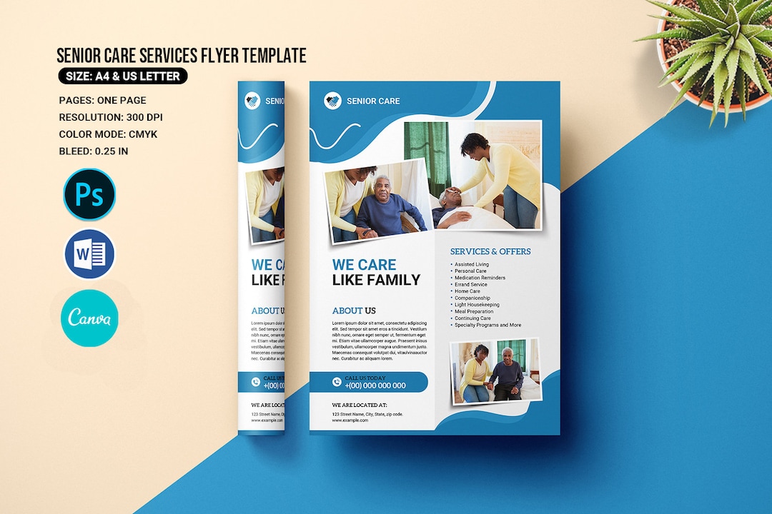 Senior Care Flyer Template, Elderly Care Service Flyer | Canva ...