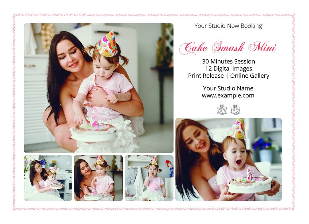 Cake Smash Mini Session Template First Birthday, Cake Smash Photo ...