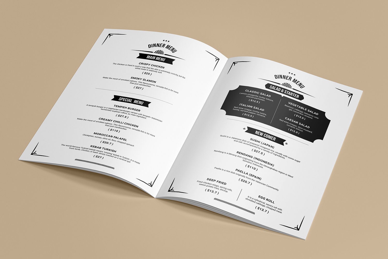 Restaurant Menu Brochure Template Retro Fast Food Menu Flyer - Etsy