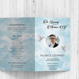 Heavenly Dove Funeral Program Template: Obituary, MS Word, Photoshop ...