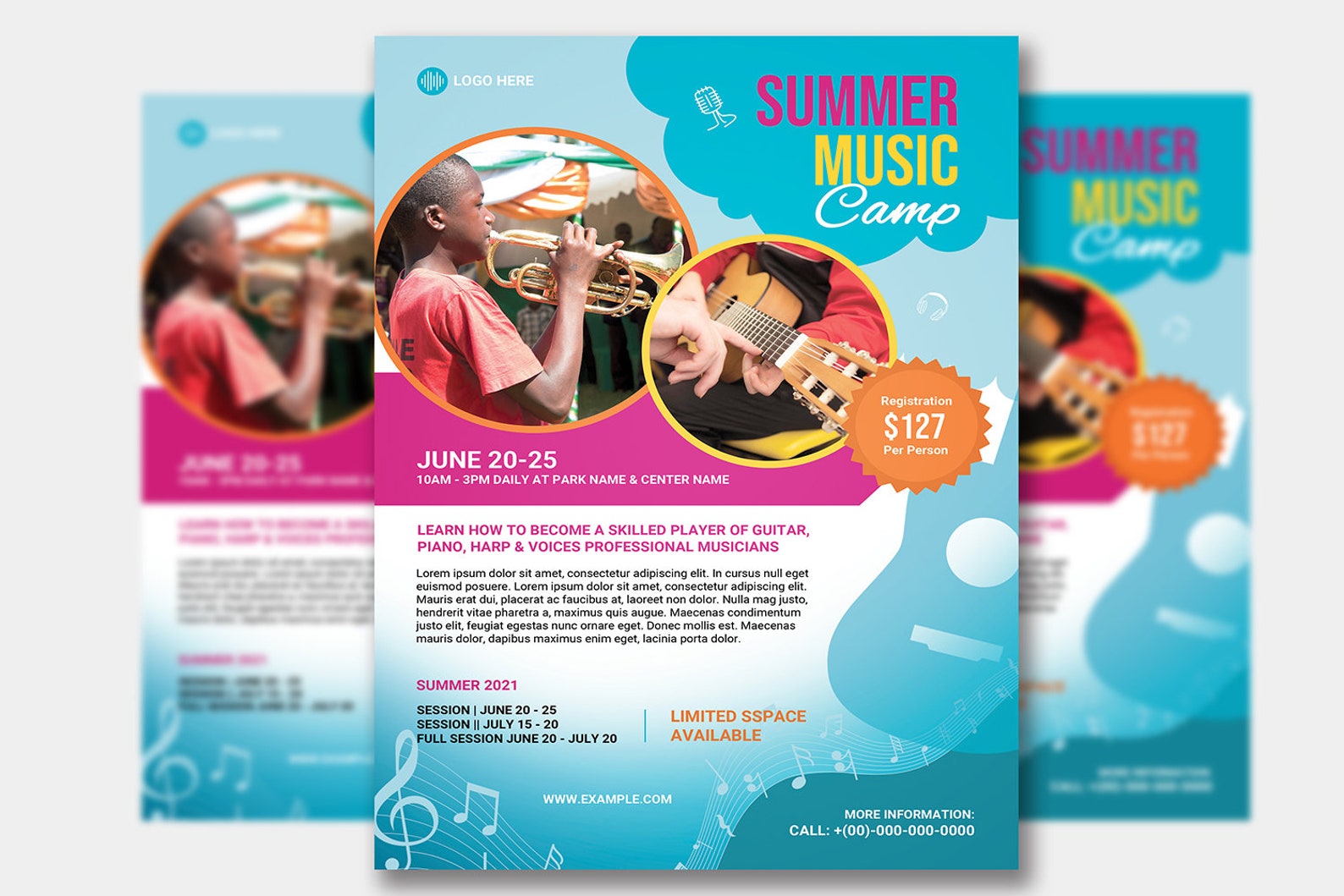 Summer Music Camp Flyer | Summer Music Party Flyer | Ms Word and Photoshop Template | Instant ...