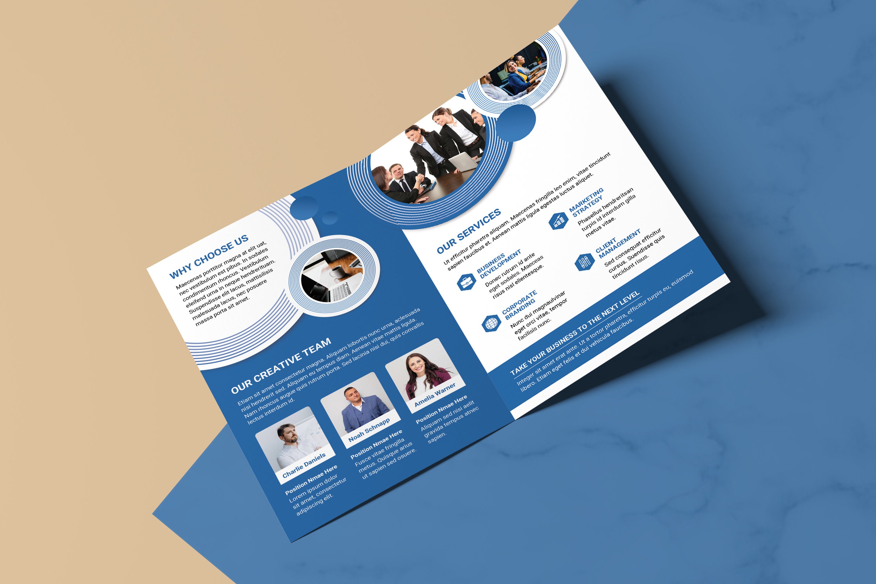 Business Bifold Brochure Template: Corporate Design (photoshop, MS Word ...