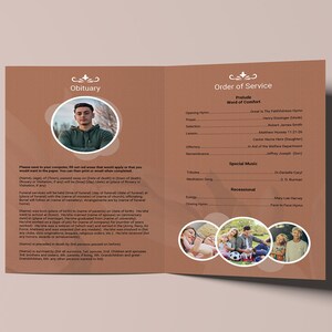 Elegant Funeral Program Template, Funeral Template Word, Floral ...