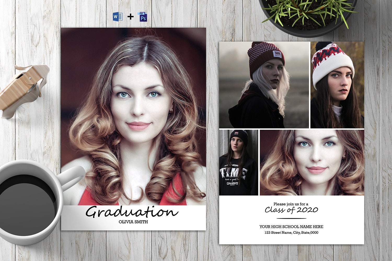 Paper & Party Supplies Photoshop and Elements Template G-006 Graduation ...