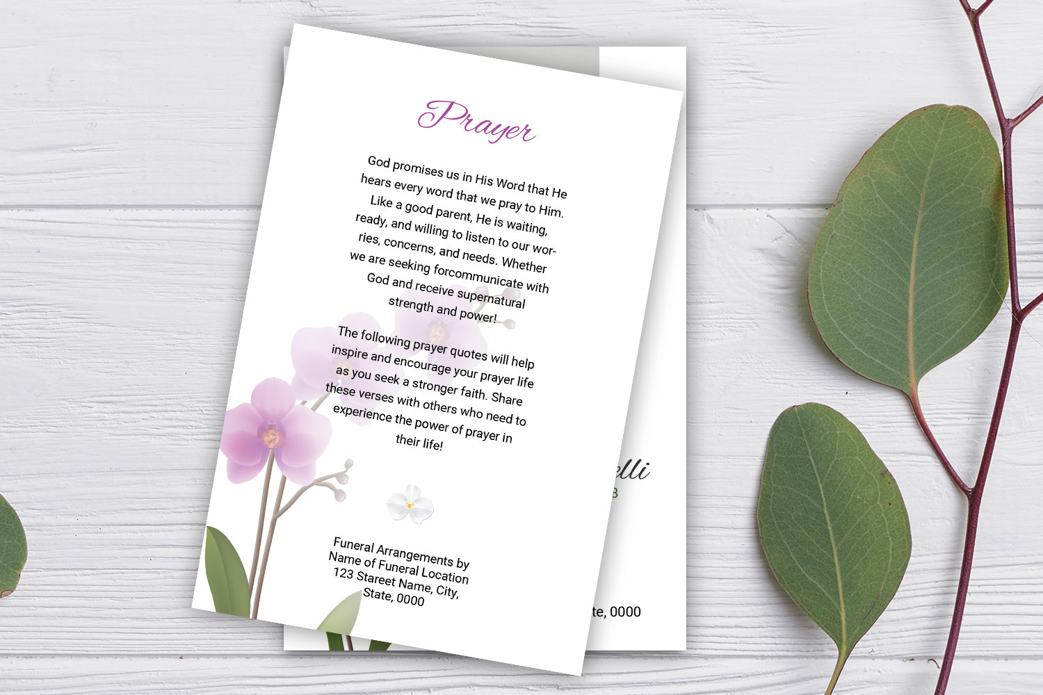 Printable Funeral Prayer Card | Memorial Prayer Card Template ...