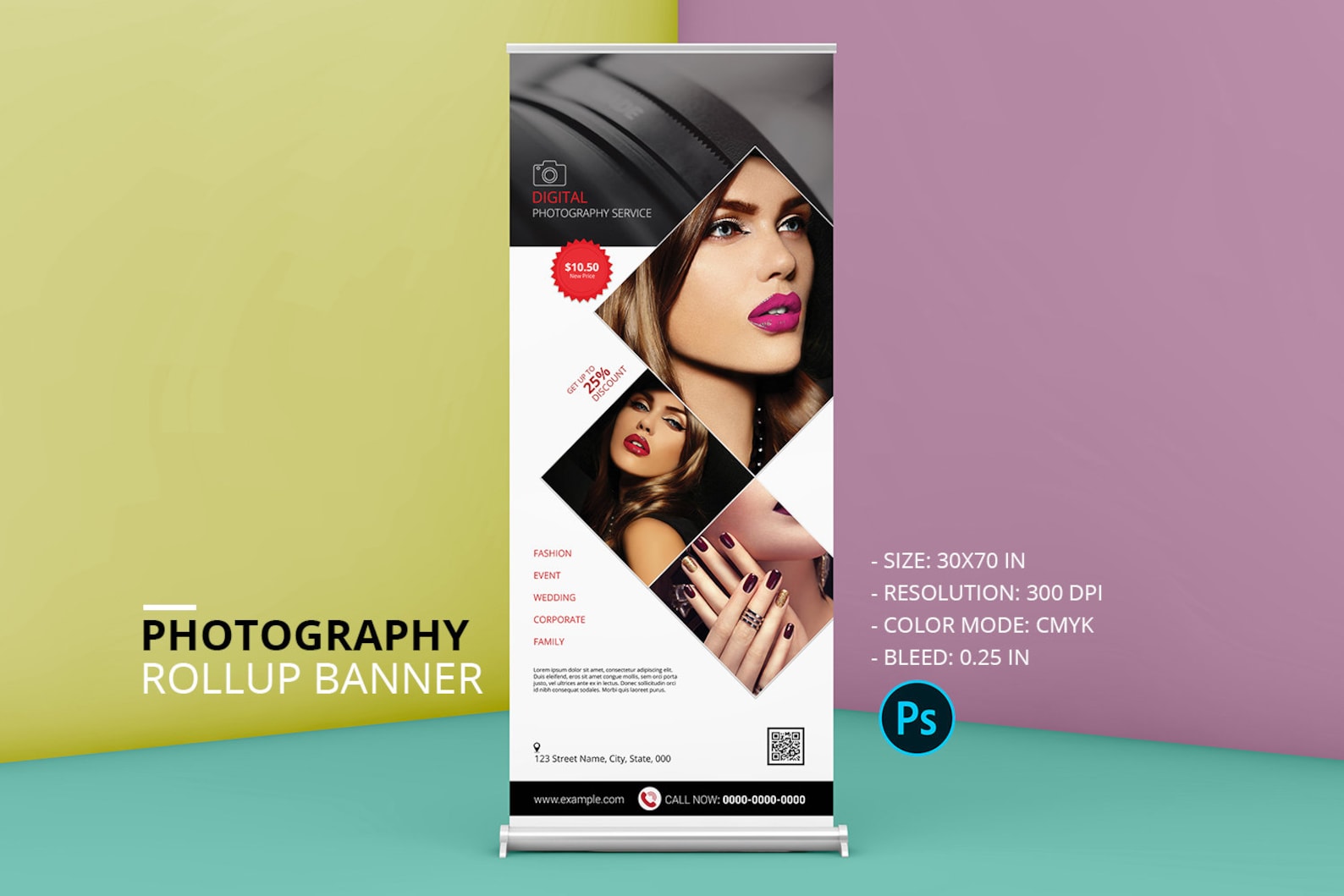 Photography Roll-up Banner | Banner Template | Photoshop and Element ...