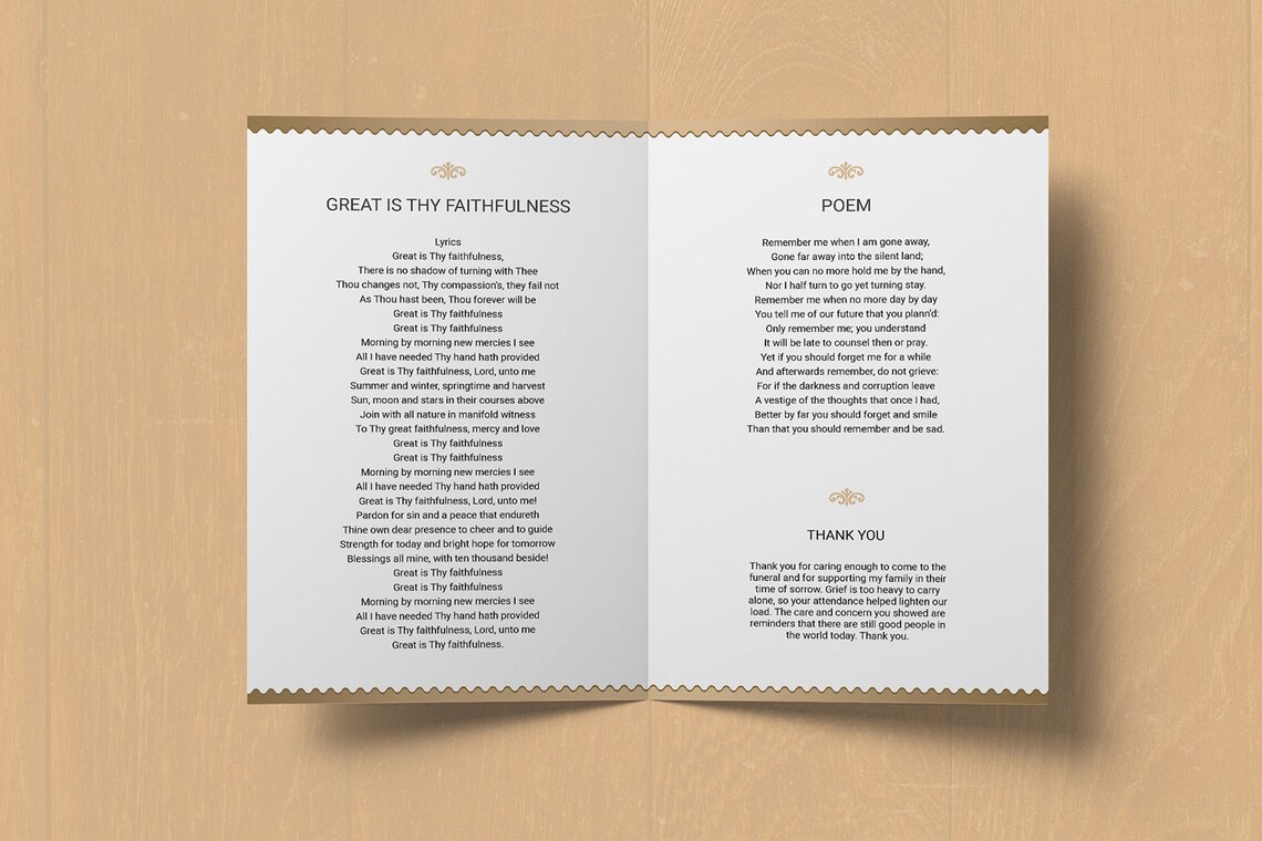 Funeral Program Template, 8 Page Funeral Booklet , Obituary Template ...