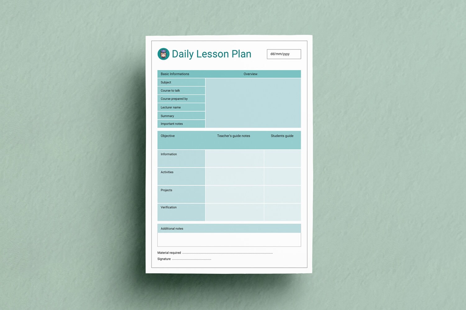 Printable Lesson Plan Template, Lesson Planner Page A4 and Letter Size ...