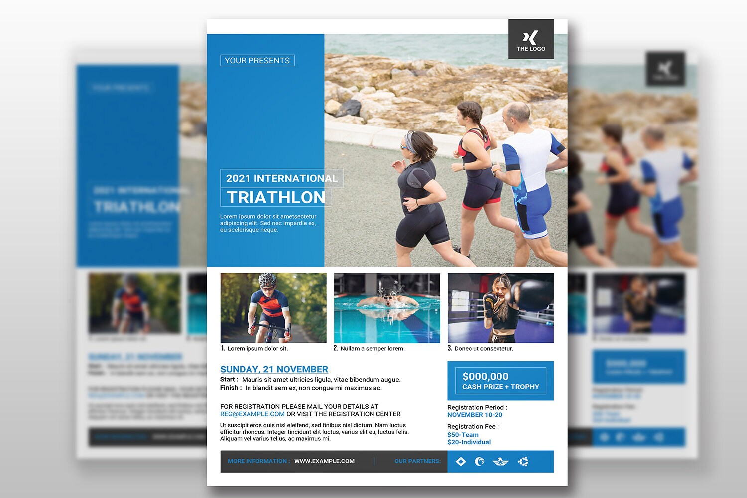 Triathlon Event Flyer Template Photoshop & Ms Word Template Instant ...