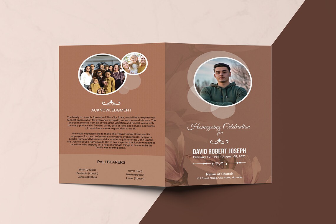 Elegant Funeral Program Template Funeral Template Word - Etsy