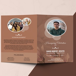 Elegant Funeral Program Template, Funeral Template Word, Floral ...