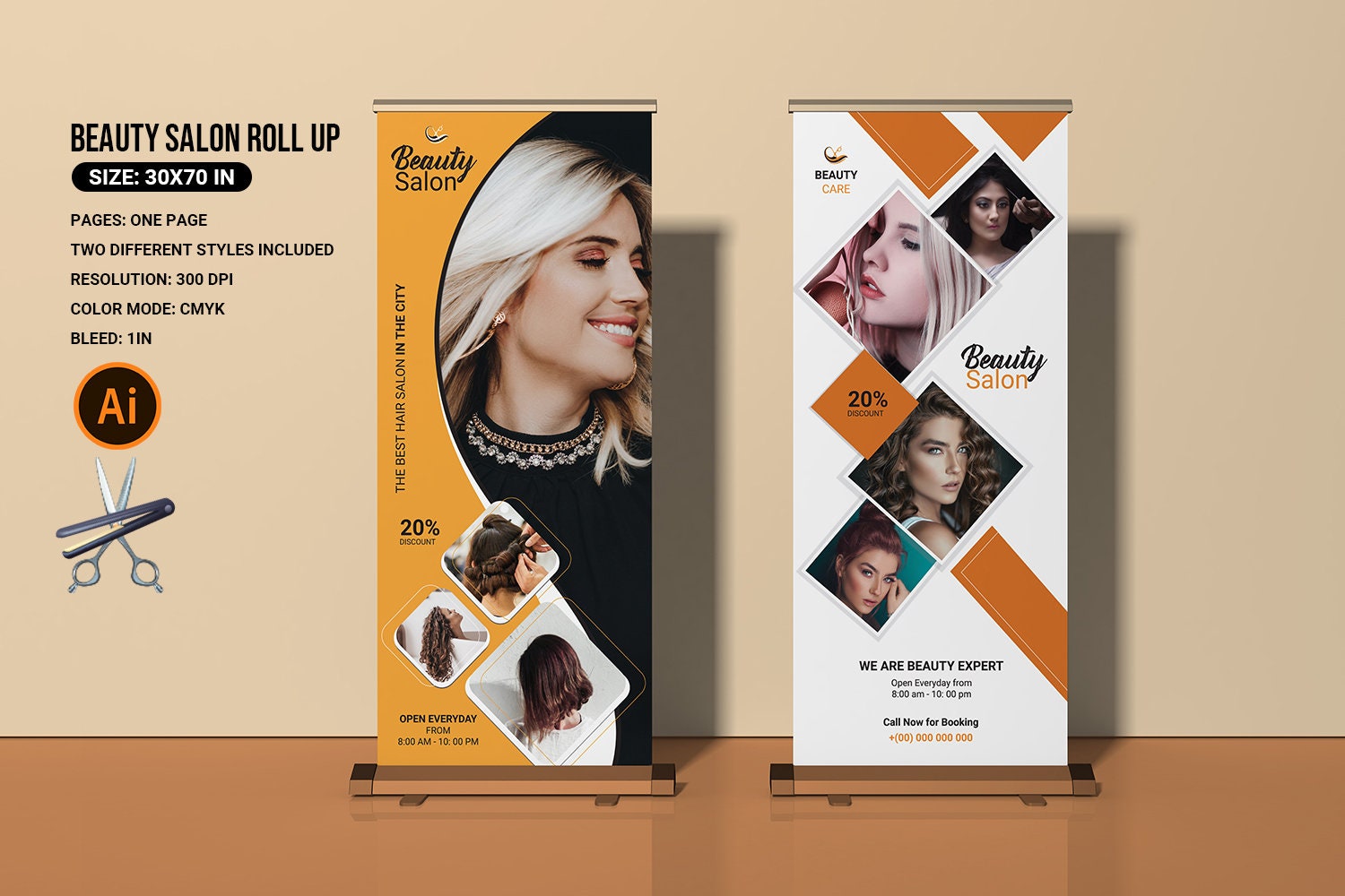 Spa and Beauty Salon Roll-up Banner Hair Care Salon Rollup Banner ...