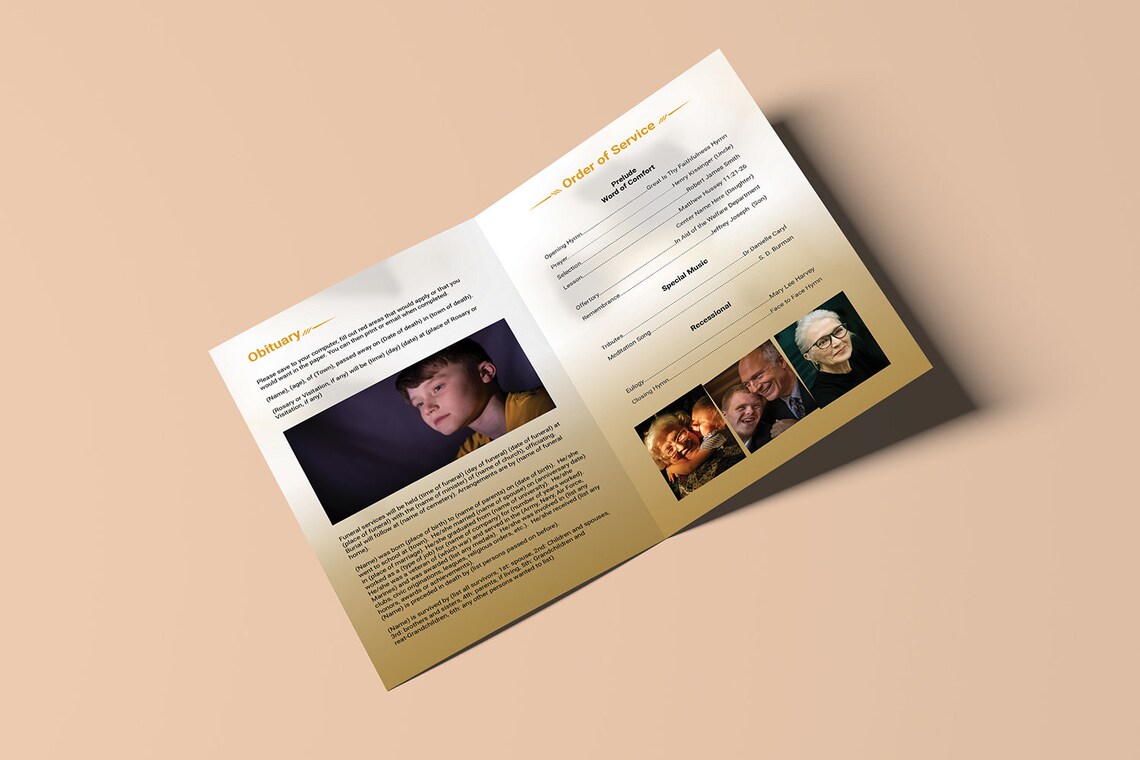 Elegant Funeral Program Template Funeral Template Word - Etsy