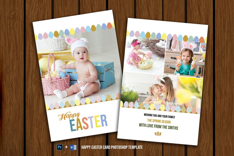 Printable Easter Card Template Easter Photo Card Photoshop and MS Word ...