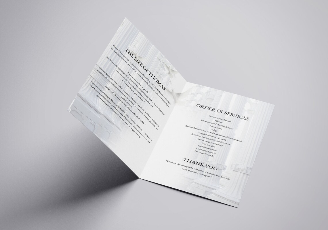 Heavenly Funeral Program Template: Printable Obituary (photoshop, MS ...