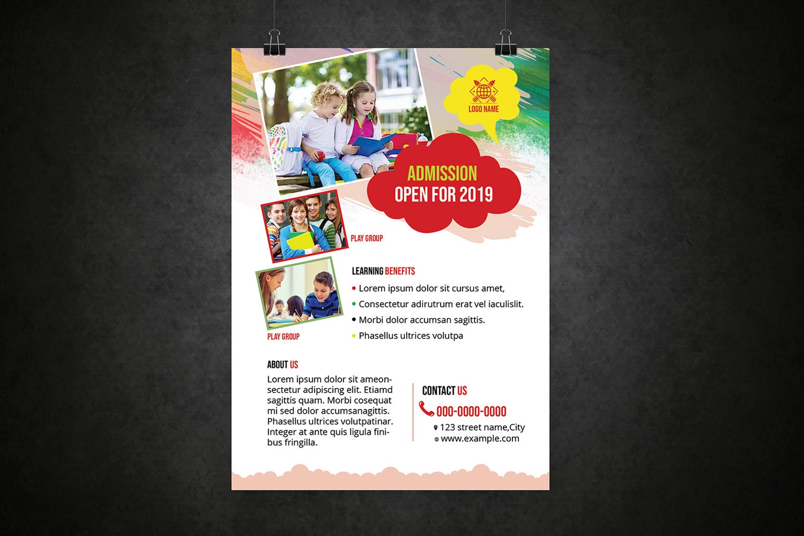School Admission Flyer Template | Ms Word , Photoshop and Canva ...