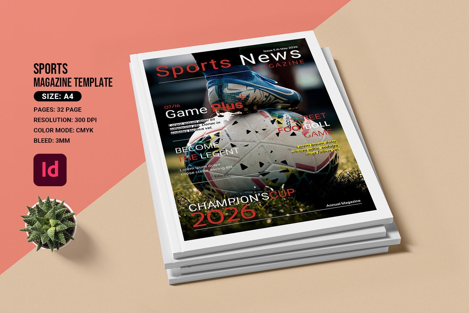 Sports Magazine Template | Indesign Template Instant Download - Etsy