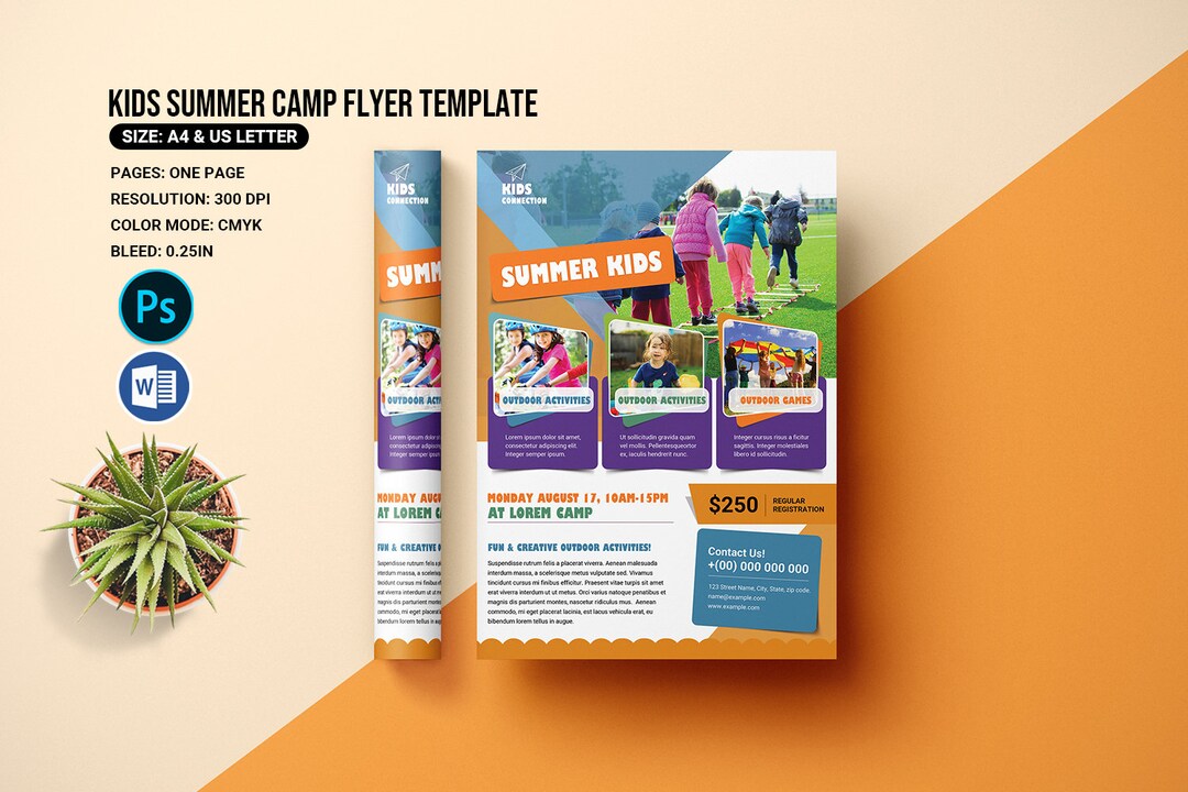 Kids Summer Camp Flyer Kids Holiday Flyer Template Family Day Flyer Ms ...