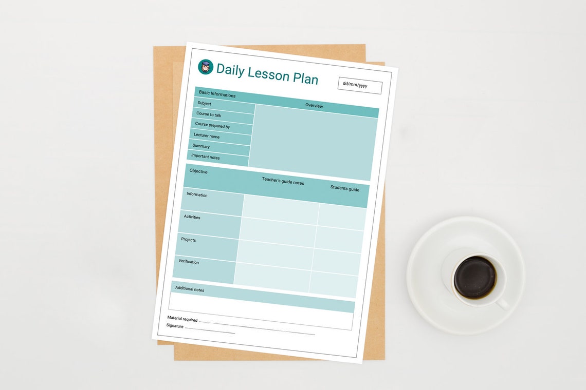 Printable Lesson Plan Template Lesson Planner Page A4 and | Etsy