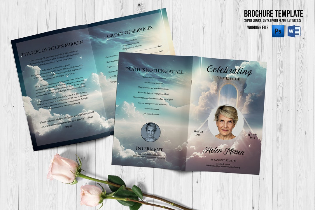 Heavenly Funeral Program Template, Obituary Template , Photoshop and MS ...