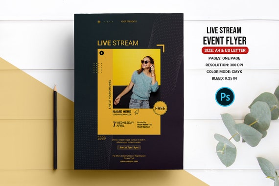 Live Stream Event Flyer Template Photoshop Template | Etsy