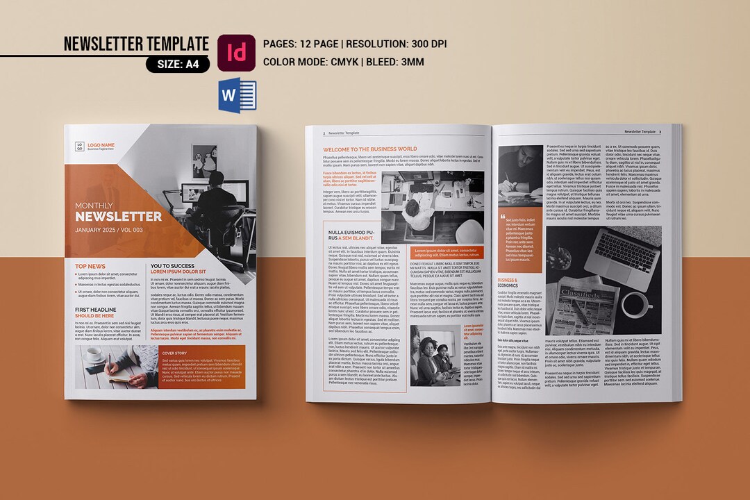 Business Newsletter Template: Modern Corporate Design (ms Word ...