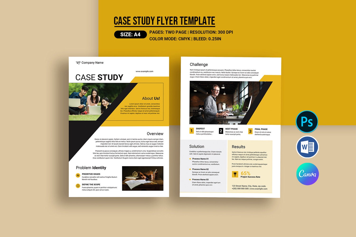 Printable Case Study Flyer Template Photoshop, Ms Word and Canva ...