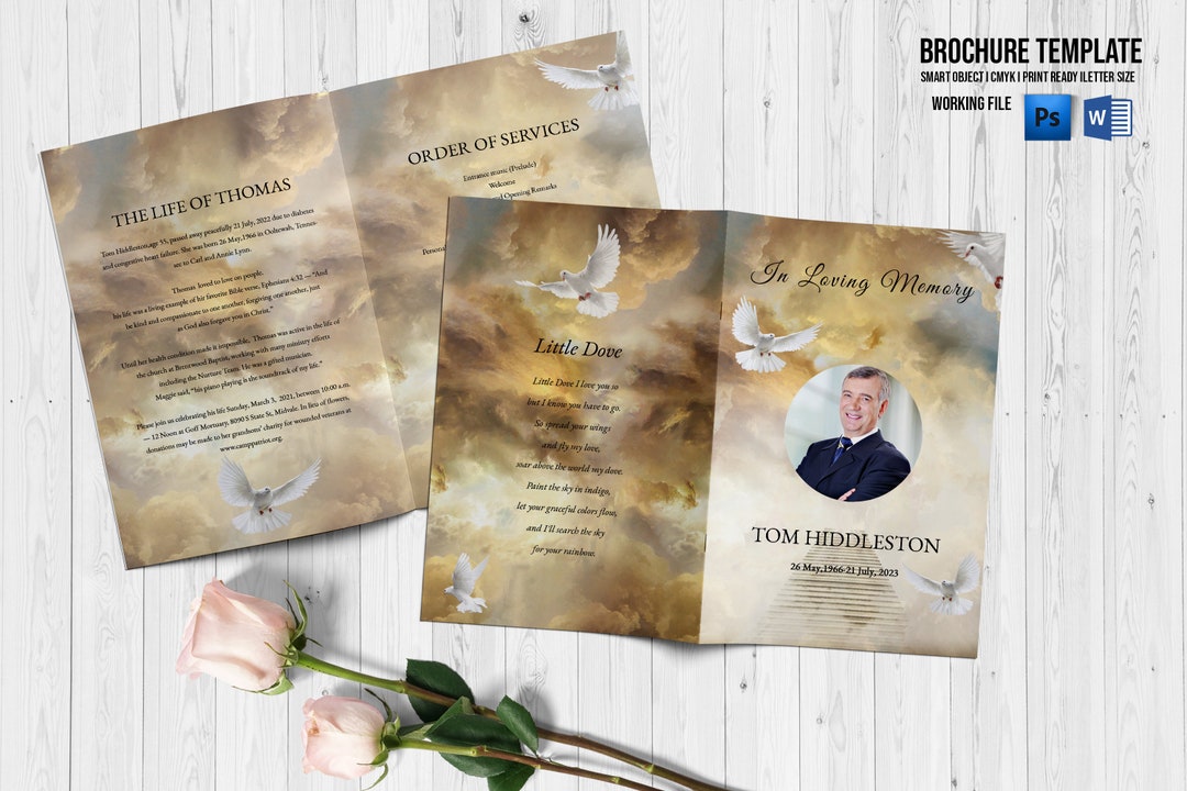 Heavenly Funeral Program Template, Obituary (photoshop, MS Word) - Etsy
