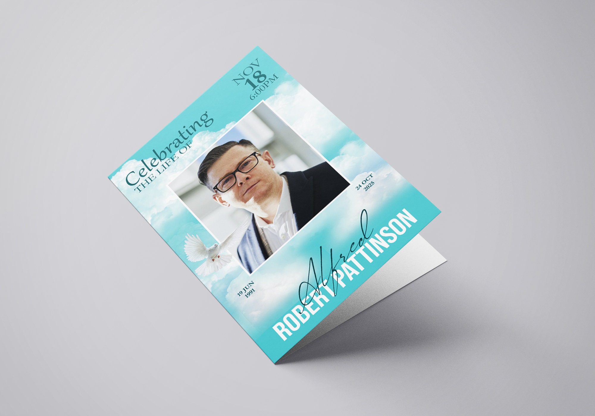 Heavenly Funeral Program Template: Obituary Memorial (photoshop, MS ...