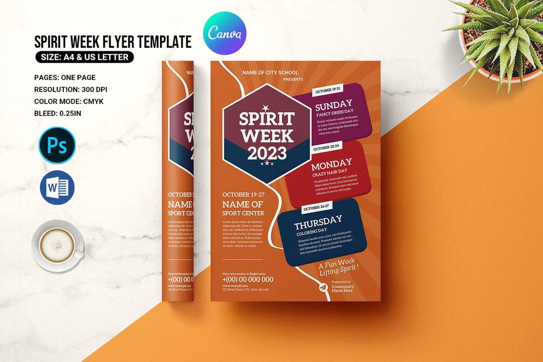 Spirit Week Flyer Templates | Canva, Photoshop & Ms Word Template ...