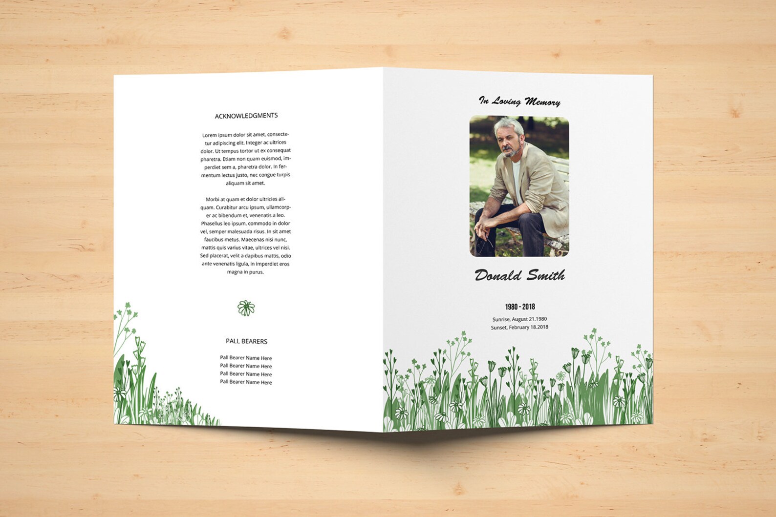 Printable Funeral Program Template: Editable Obituary (canva, Word ...